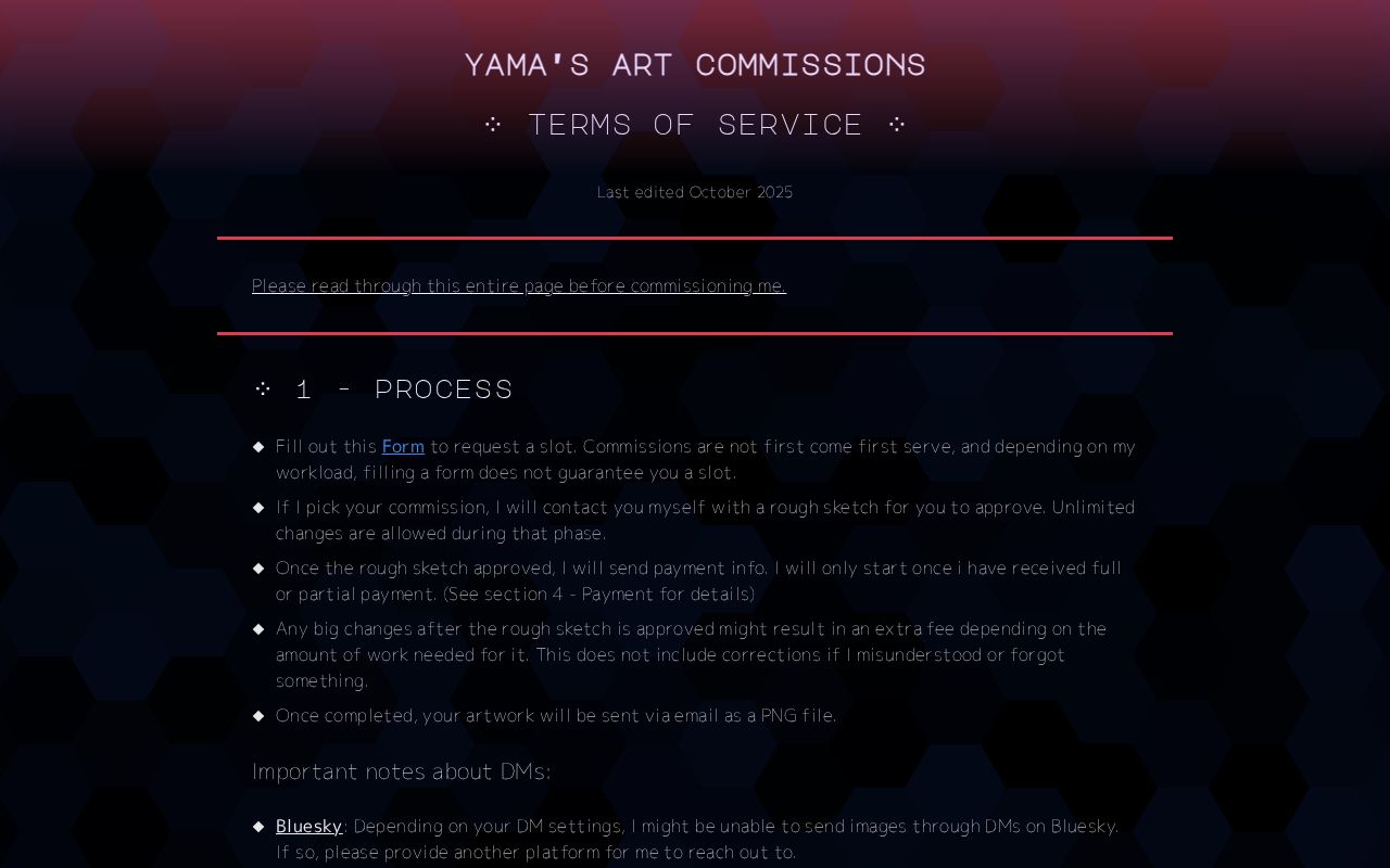 Yama - Comm Process, Rules, TOS